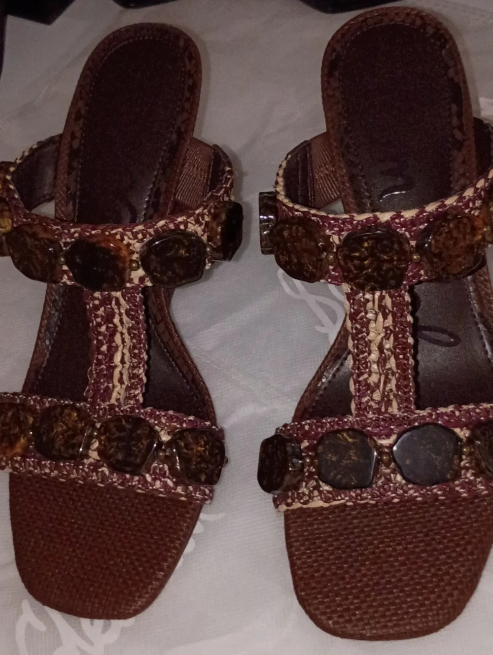 Sam Edelman | Shoes | Sam Edelman Brown Beaded Wedge Sandal | Poshmark